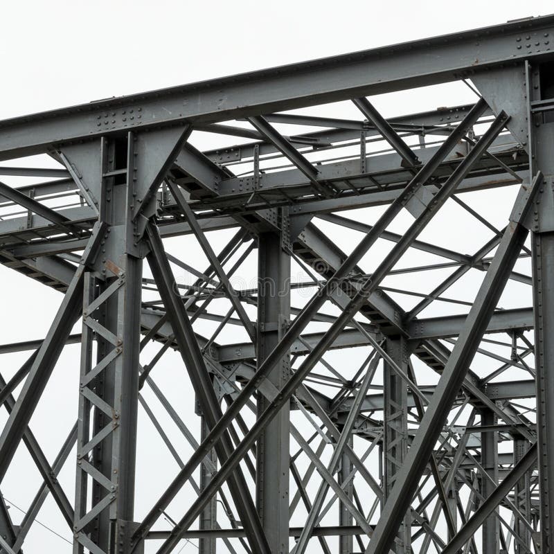 Steel Truss Framework of a Bridge, Showcasing a Network of Intersecting ...