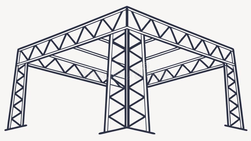 Steel Truss Structure Outline Vector. Architecture Frame, Vector Design ...