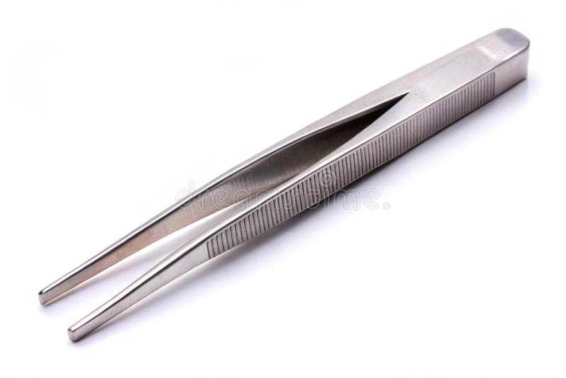 Steel Tweezers Isolated on White Background Stock Illustration ...