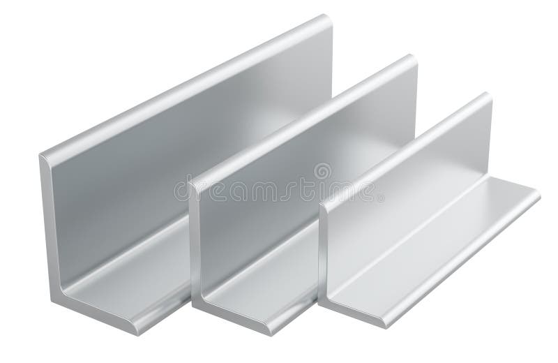 Steel Unequal Angle Bars, Rolled Metal. 3D Rendering Stock Illustration ...