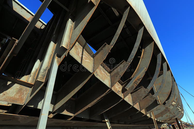 Steel Vessels Under Construction Stock Image - Image of carrier ...