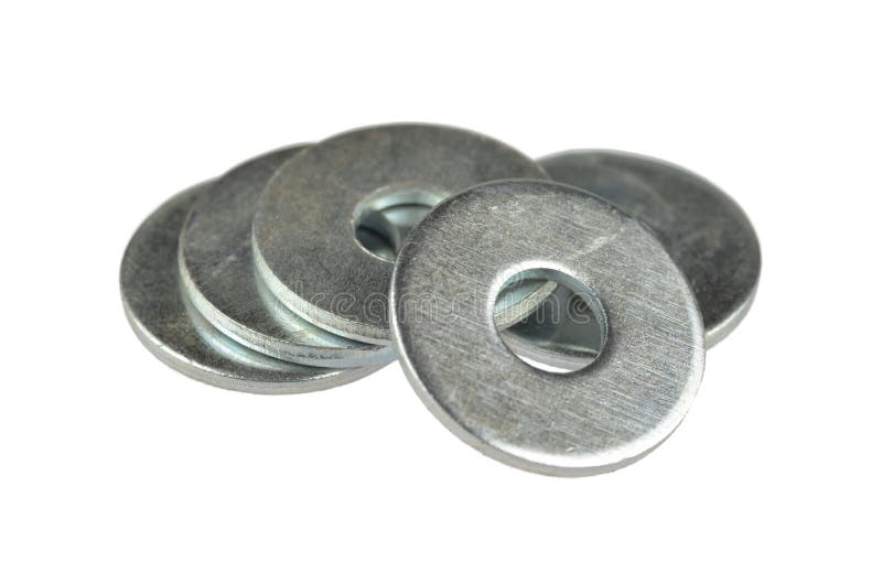 Steel Washers, Isolated on a White Stock Image - Image of design ...