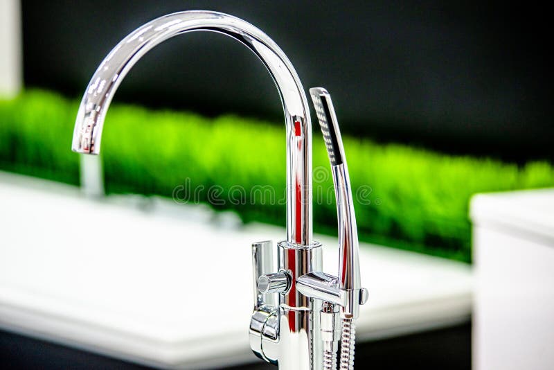 A steel water tap stock photo. Image of wash, stainless - 176141686