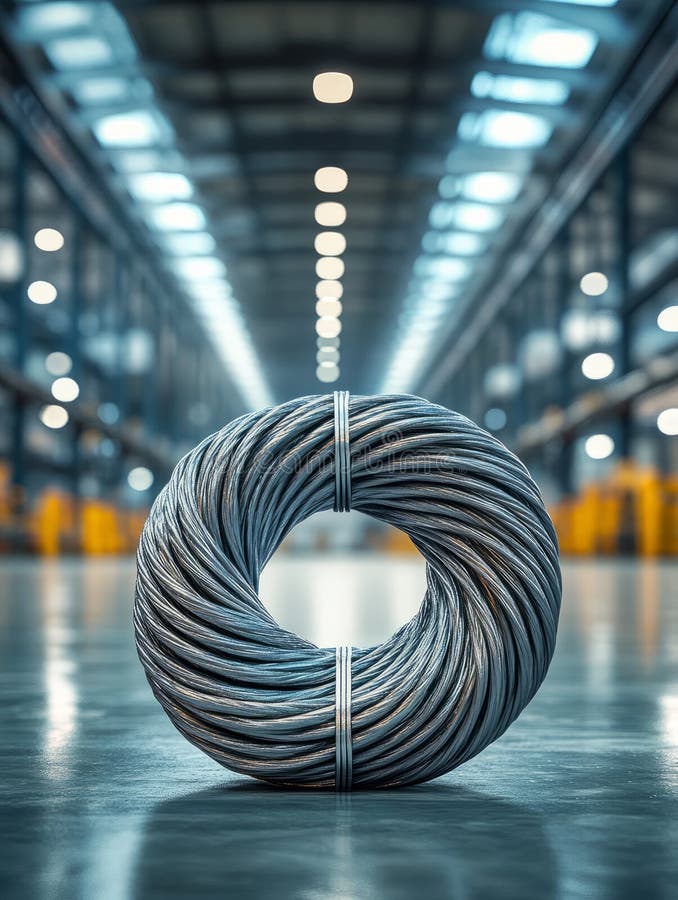 Steel Wire Coil in a Large Industrial Factory Setting. Stock Photo ...