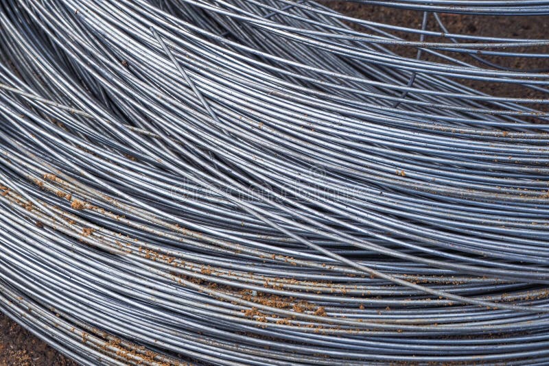 Steel Wire in Coil. Texture of Steel Wire in a Coils. Close-up. Stock ...