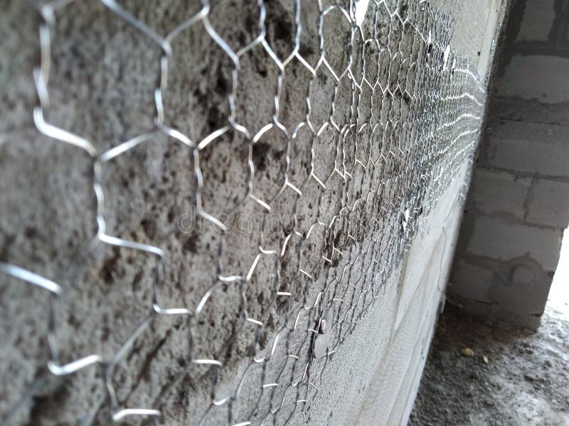 Steel Wire Mesh Applied at the Joints of Masonary Wall Stock Image ...