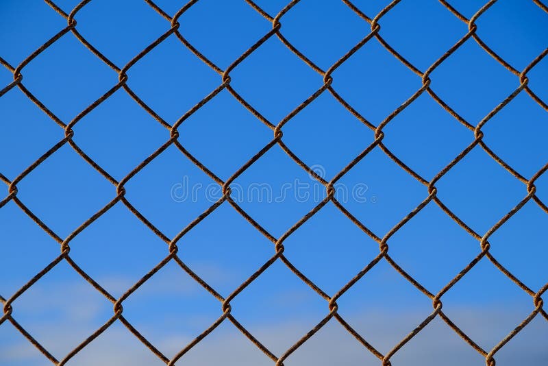 Steel Wire Mesh Fence and Blue Sky Stock Photo - Image of protection ...