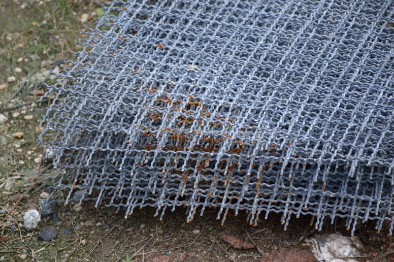 Steel Wire Net on the Ground Stock Photo - Image of equipment, grid ...