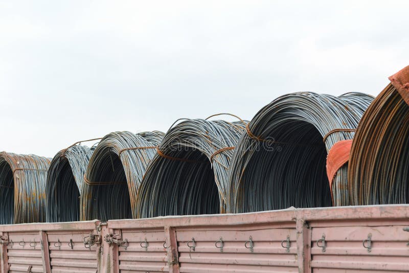 Steel Wire Roll in the Construction Site Stock Image - Image of line ...