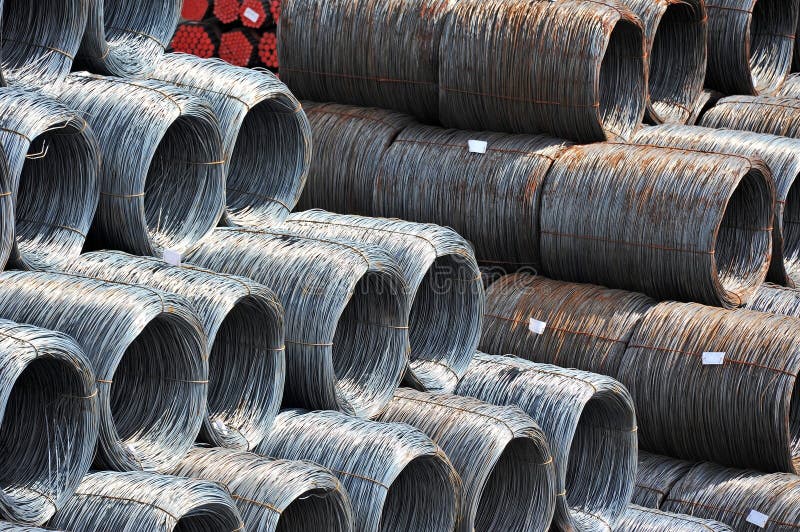Steel wire roll and pipe stock image. Image of galvanized - 34999261