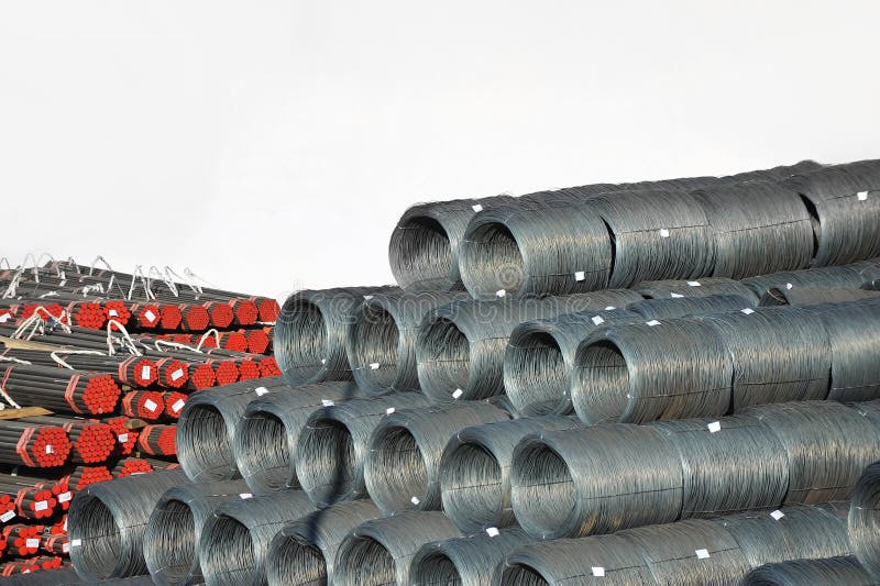 Steel wire roll and pipe stock image. Image of factory - 84223027