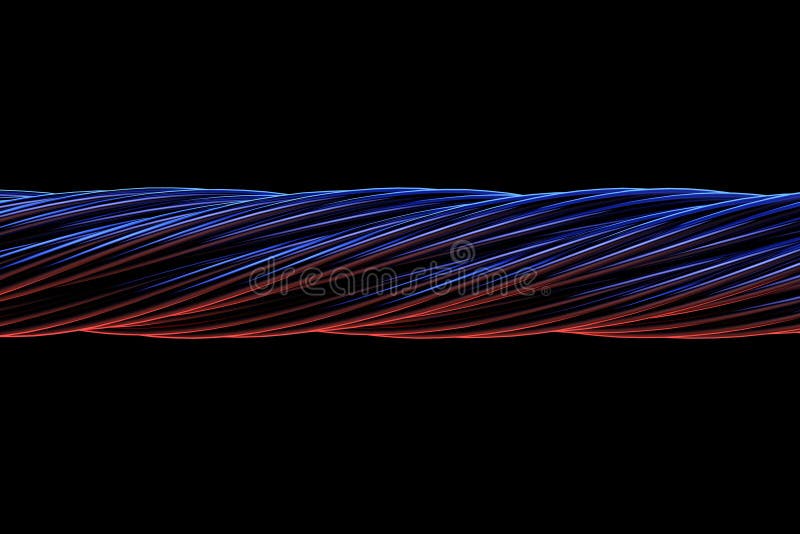 Steel Wire Rope Cable in Red and Blue Light Extreme Closeup. 3d ...