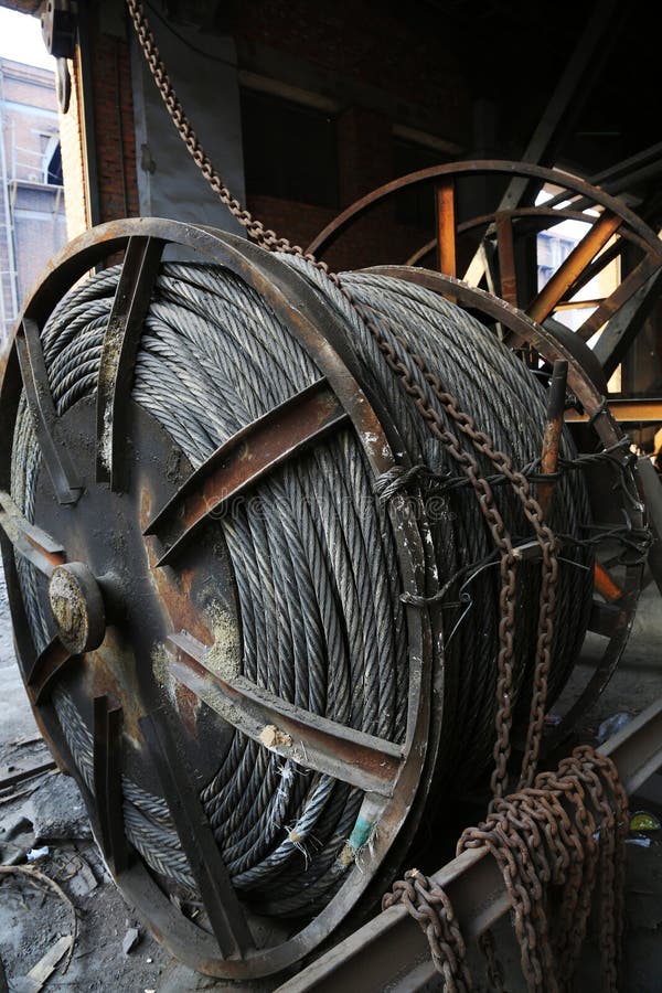 Steel Wire Rope Drum Full of Sludge Stock Image - Image of strength ...
