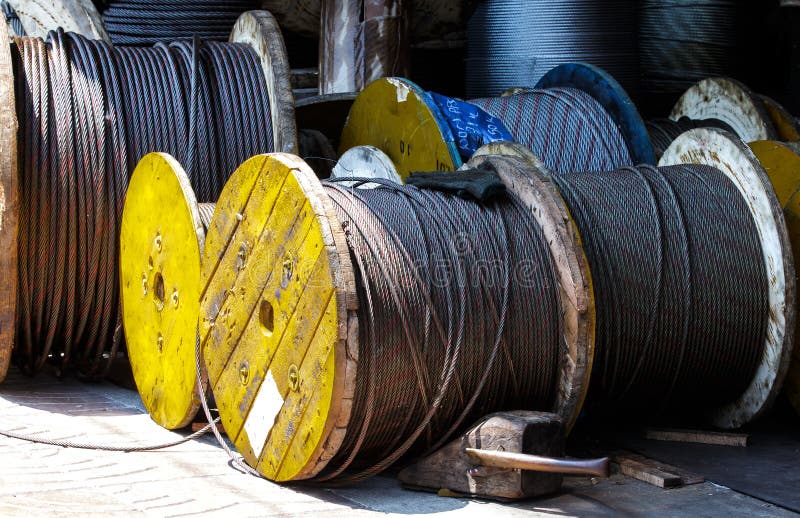 Steel wire rope roll stock image. Image of wire, rope - 139714877