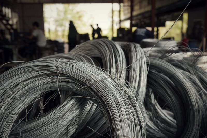 Stainless Steel Wire Rolls in Construction Site. Stock Photo - Image of ...
