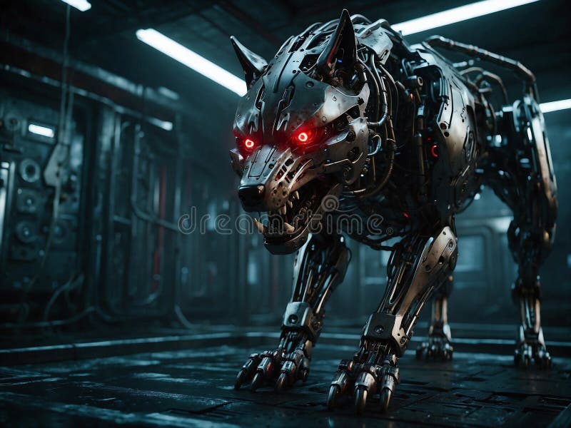 Steel Wolf with Burning Eyes Stock Illustration - Illustration of ...