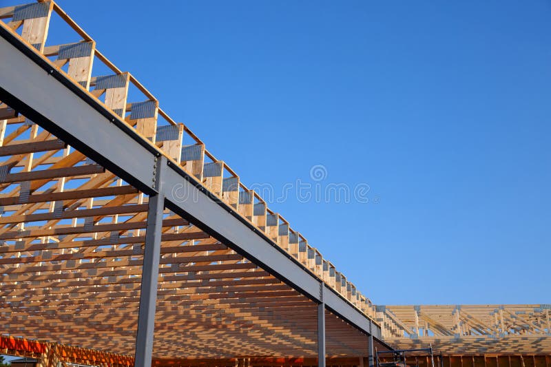 Steel and Wooden Framework of Building Under Construction Stock Image ...