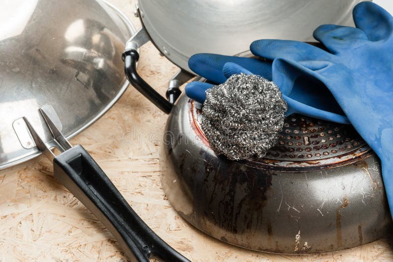 Steel Wool for Dish Washing Stock Photo - Image of polish, curled ...