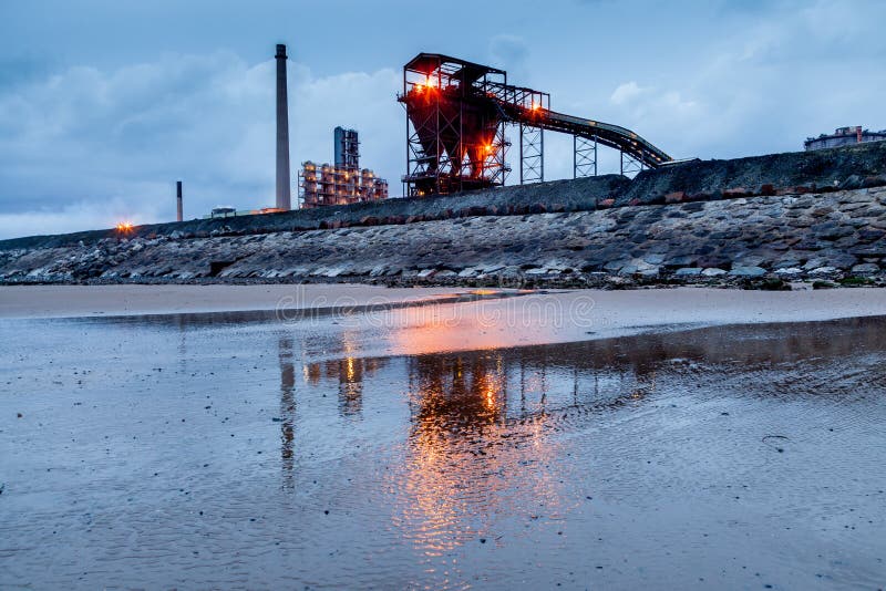 Steel Works Evening stock image. Image of lights, wales - 37791035