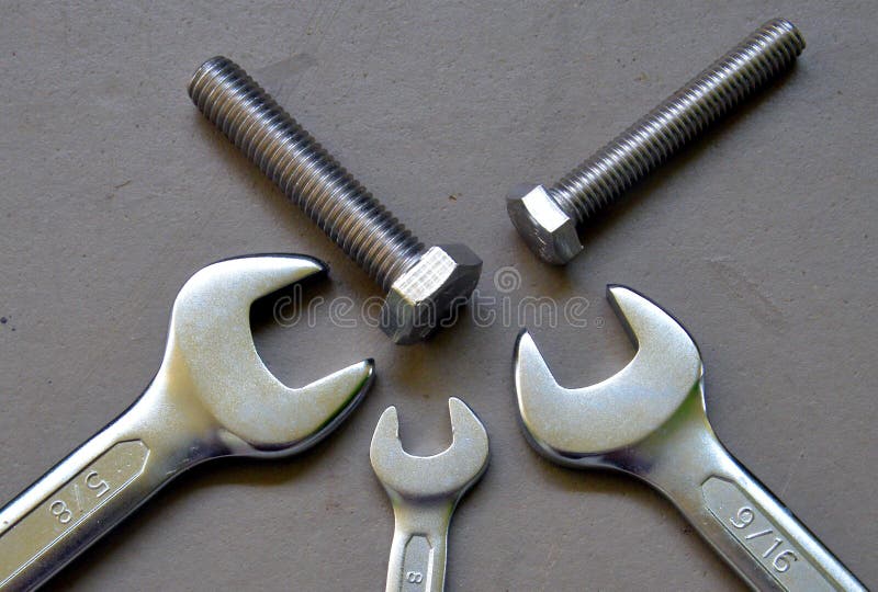 Steel wrench and fastener stock image. Image of fasteners - 75515791