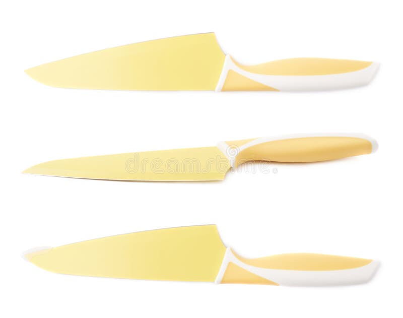 Steel Yellow Knife Isolated Over the White Background Stock Photo ...