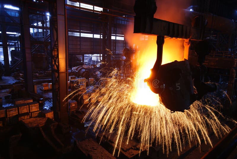 Steelmaking iron works stock image. Image of machine - 11993129