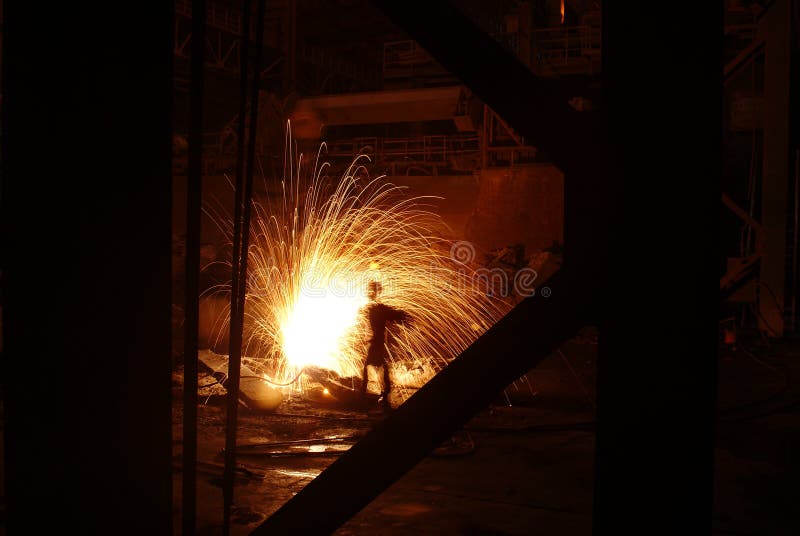 Steelmaking iron works stock photo. Image of temperature - 12017920