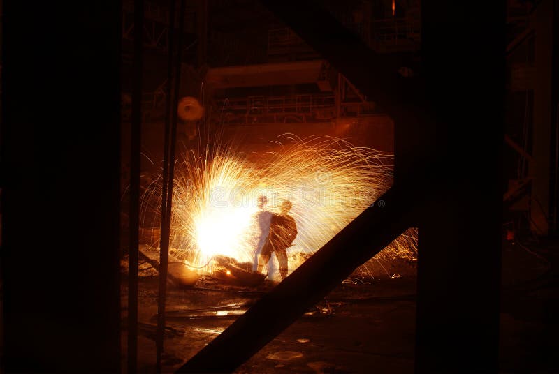 Steelmaking iron works stock image. Image of cigarette - 12017935