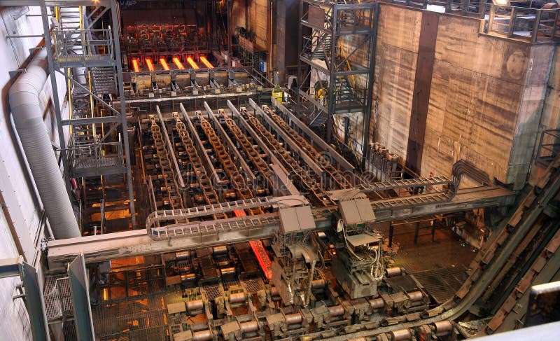 Steelworks Liquid Steel Continuous Casting Machine in Operation. Stock ...