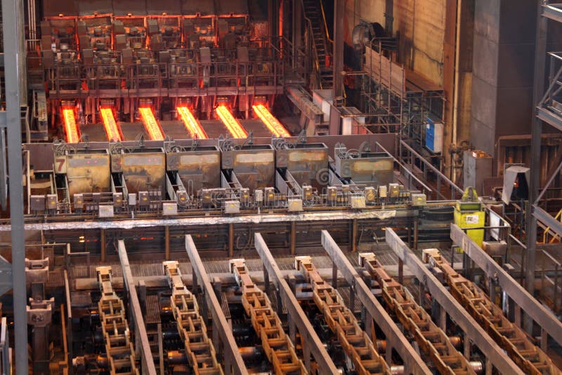 Steelworks Liquid Steel Continuous Casting Machine in Operation. Stock ...