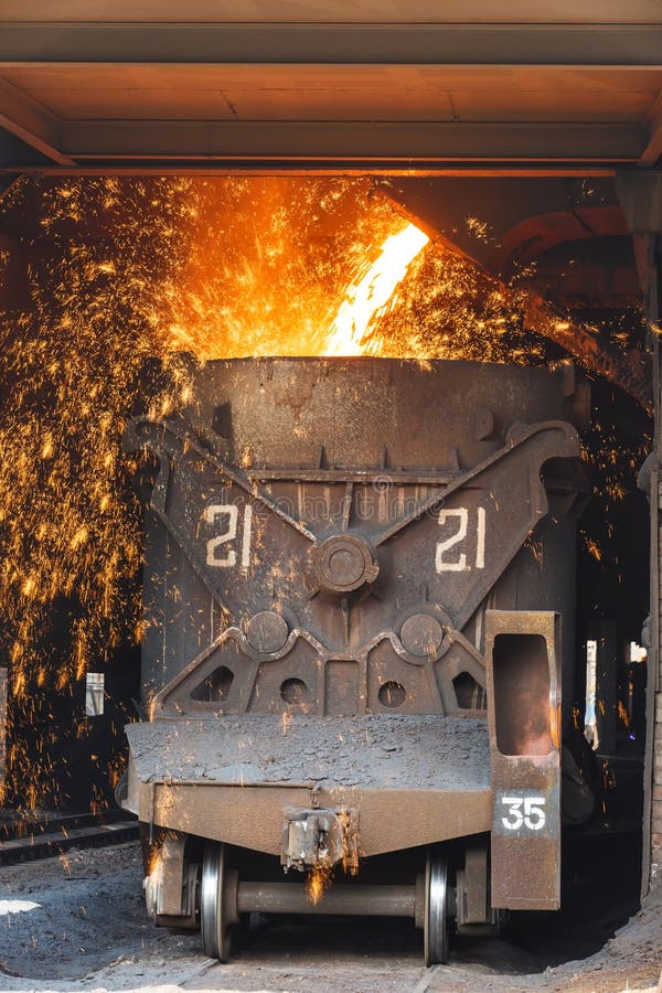 Steelworks Melt the Molten Steel Stock Image - Image of fire, casting ...