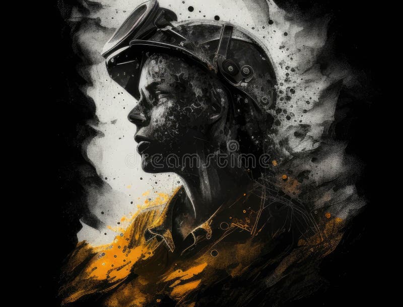 A Steely Miner Covered in Soot and Sweat Emerging from a Tunnel. AI ...