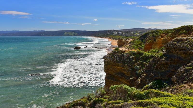 Steep Cliff Along the Coast of Split Point in Victoria Stock Image ...