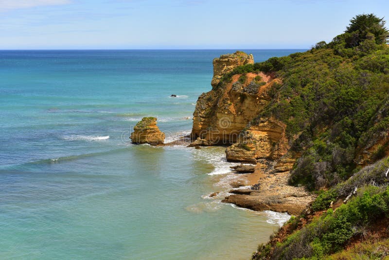 Steep Cliff Along the Coast of Split Point in Victoria Stock Image ...