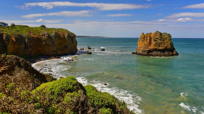 Steep Cliff Along the Coast of Split Point in Victoria Stock Image ...