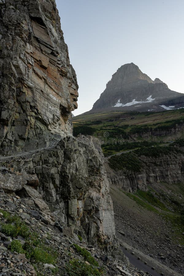 Steep Cliff Below Shelf of Highline Trail in Glacier Stock Photo ...