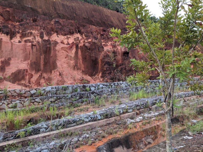Steep Cliff Land in a Village in Indonesia 3 Stock Photo - Image of ...