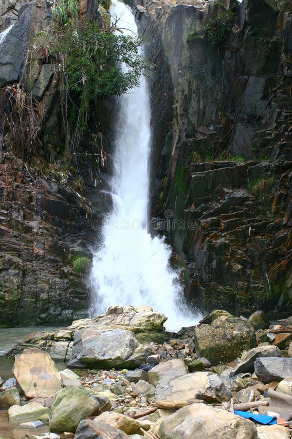 A Steep Cliff and a Waterfall at the Waterfall Bay Park in Hong Kong ...
