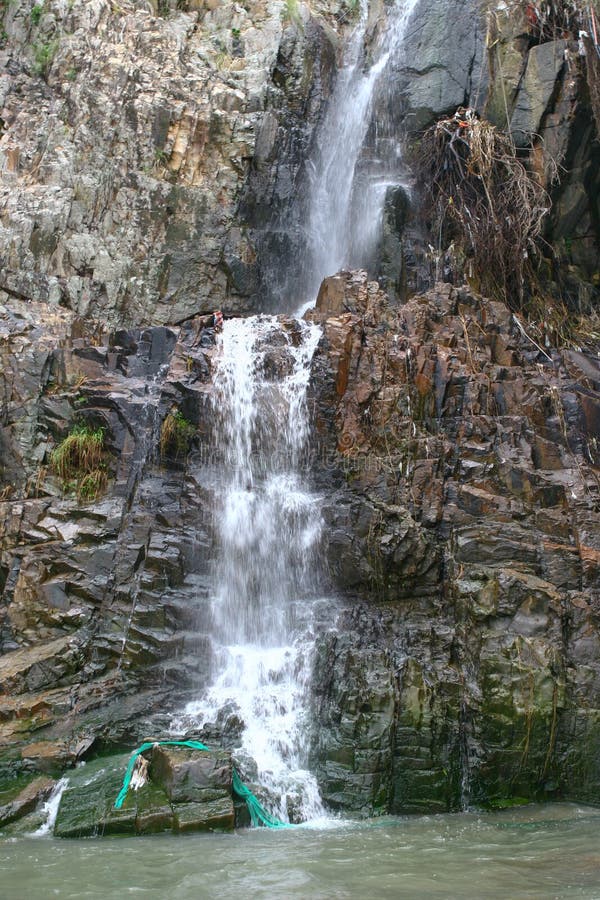 A Steep Cliff and a Waterfall at the Waterfall Bay Park in Hong Kong ...