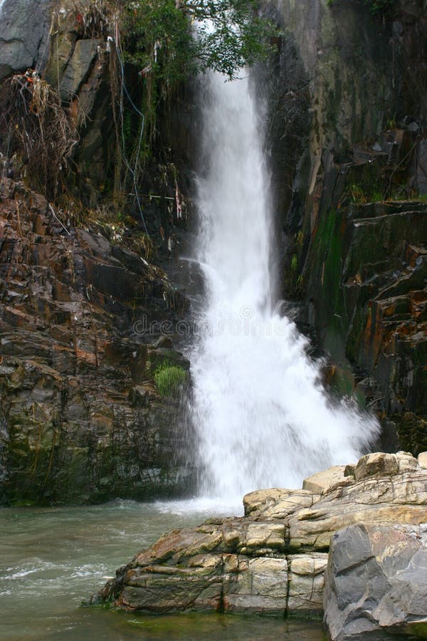 A Steep Cliff and a Waterfall at the Waterfall Bay Park in Hong Kong ...