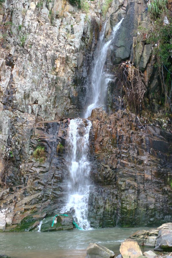 A Steep Cliff and a Waterfall at the Waterfall Bay Park in Hong Kong ...