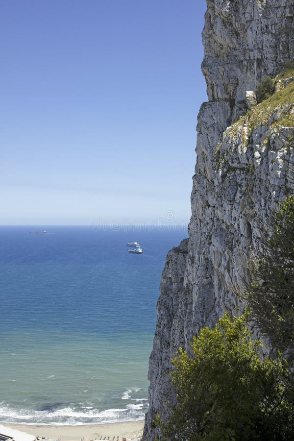 Steep cliffs of Gibraltar stock image. Image of mediterranean - 74500315