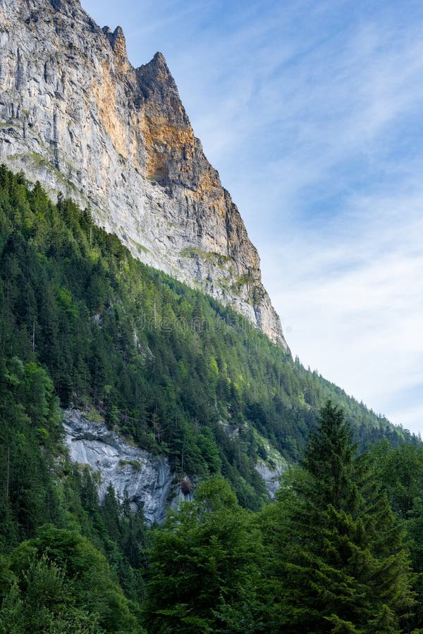 Steep Cliffs in the Valley of Lauterbrunnen Stock Image - Image of hill ...