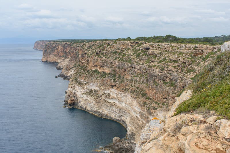 Steep Coastal Cliffs at Cap Blanc in Mallorca, Spain Stock Photo ...