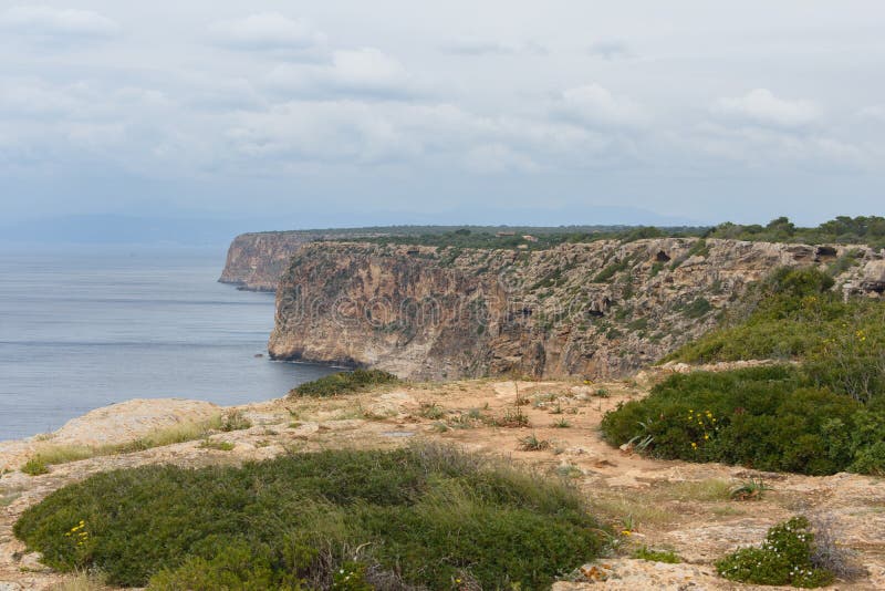 Steep Coastal Cliffs at Cap Blanc in Mallorca, Spain Stock Photo ...