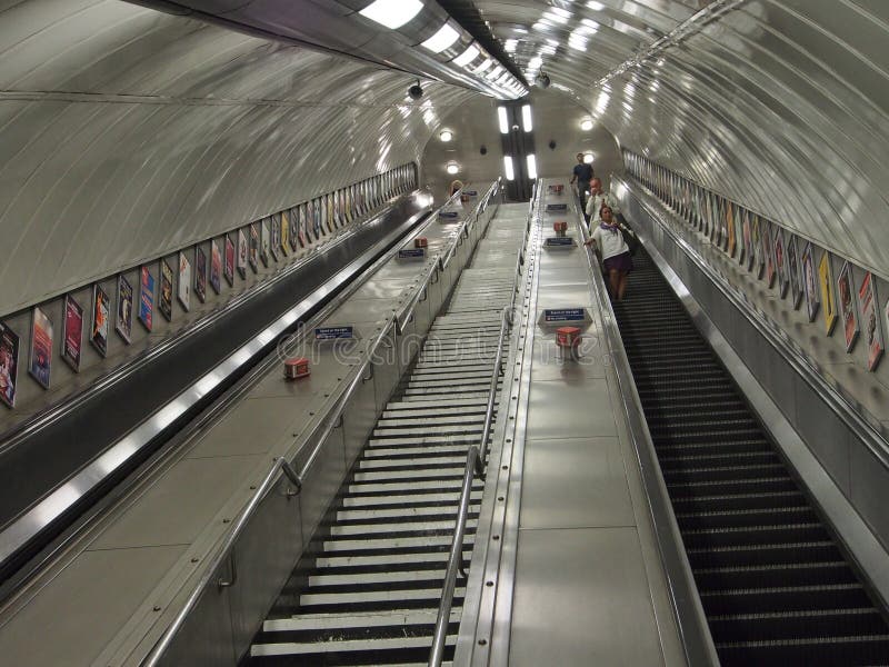 Steep escalator, London editorial stock image. Image of high - 65694064
