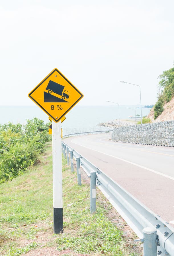 Steep Grade Hill Ahead Warning Road Sign Stock Photos - Free & Royalty ...