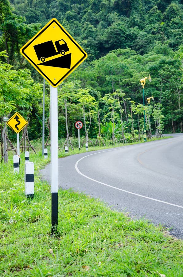 Steep Grade Hill Traffic Sign on Road. Stock Photo - Image of sign ...