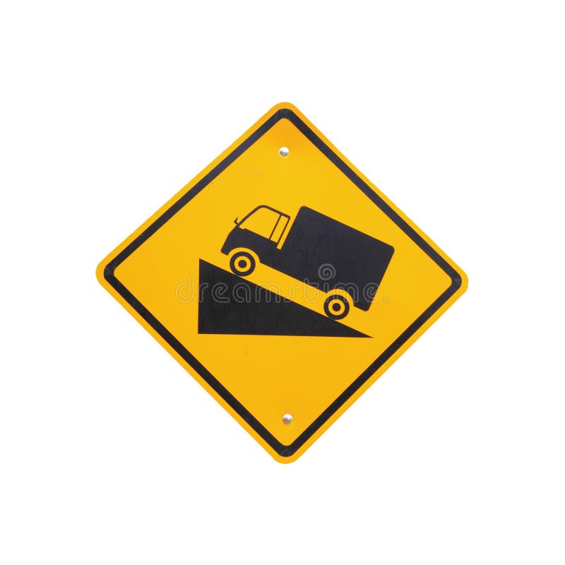 Steep Grade Hill Traffic Sign on White Background Stock Image - Image ...