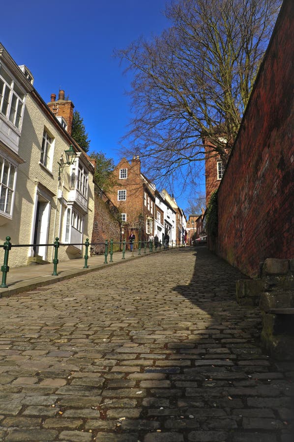 Steep Hill Lincoln stock image. Image of pedestrians - 14852475